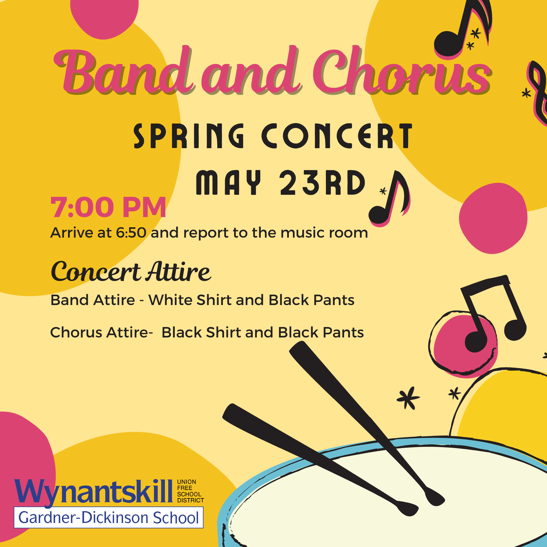 GD Spring Concert Reminders – Wynantskill Union Free School District